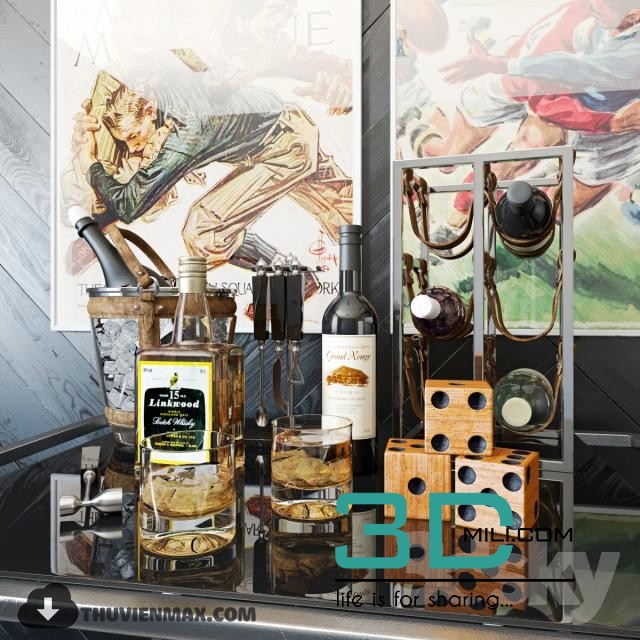 66. Alcohol set 3D model - 3DMili 2025 Download 3D Model - Free 3D ...