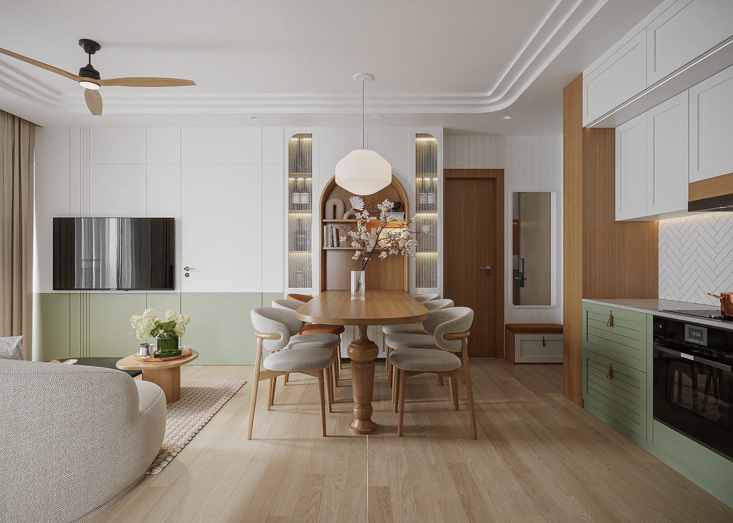 3D Living Room – Kitchen Interior Model Download By Phan Thanh Duong ...